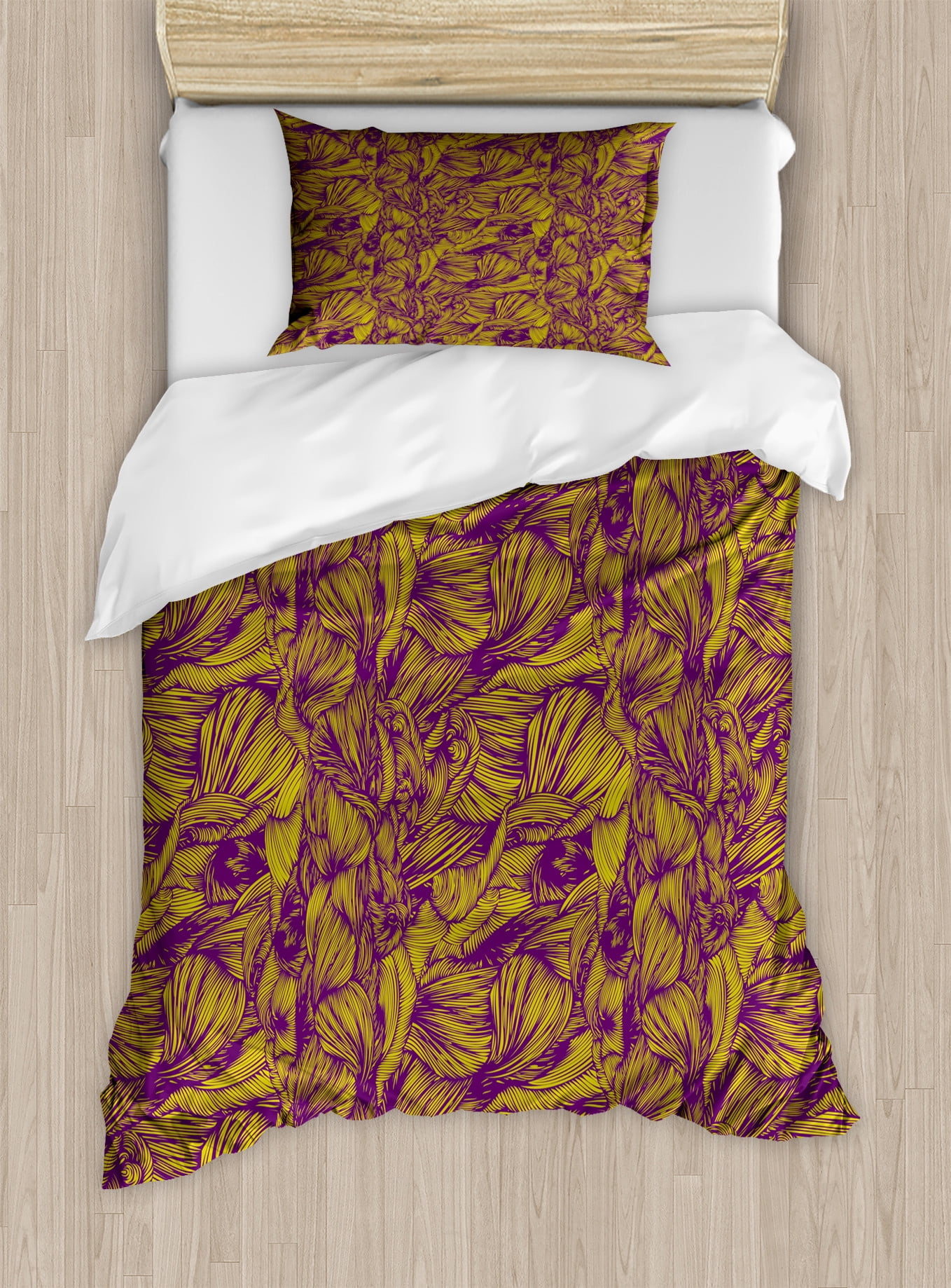 Abstract Duvet Cover Set, Continuous Natural Elements Intricate Motif ...