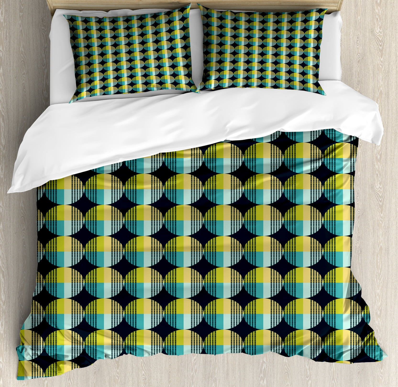 Abstract Duvet Cover Set, Continuous Pattern with Retro Rounds Geometry ...