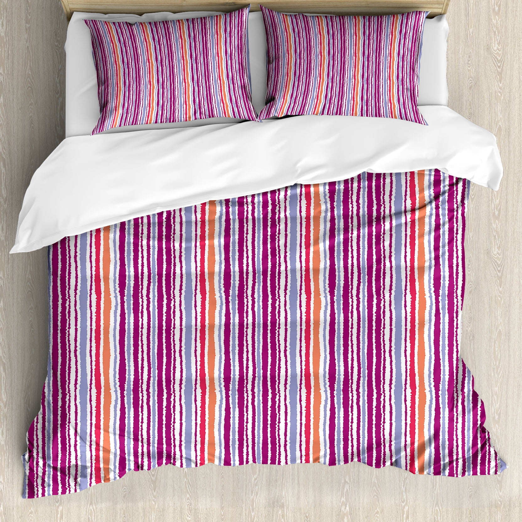 Abstract Duvet Cover Set, Continuous Pattern Vertical Narrow Stripes ...