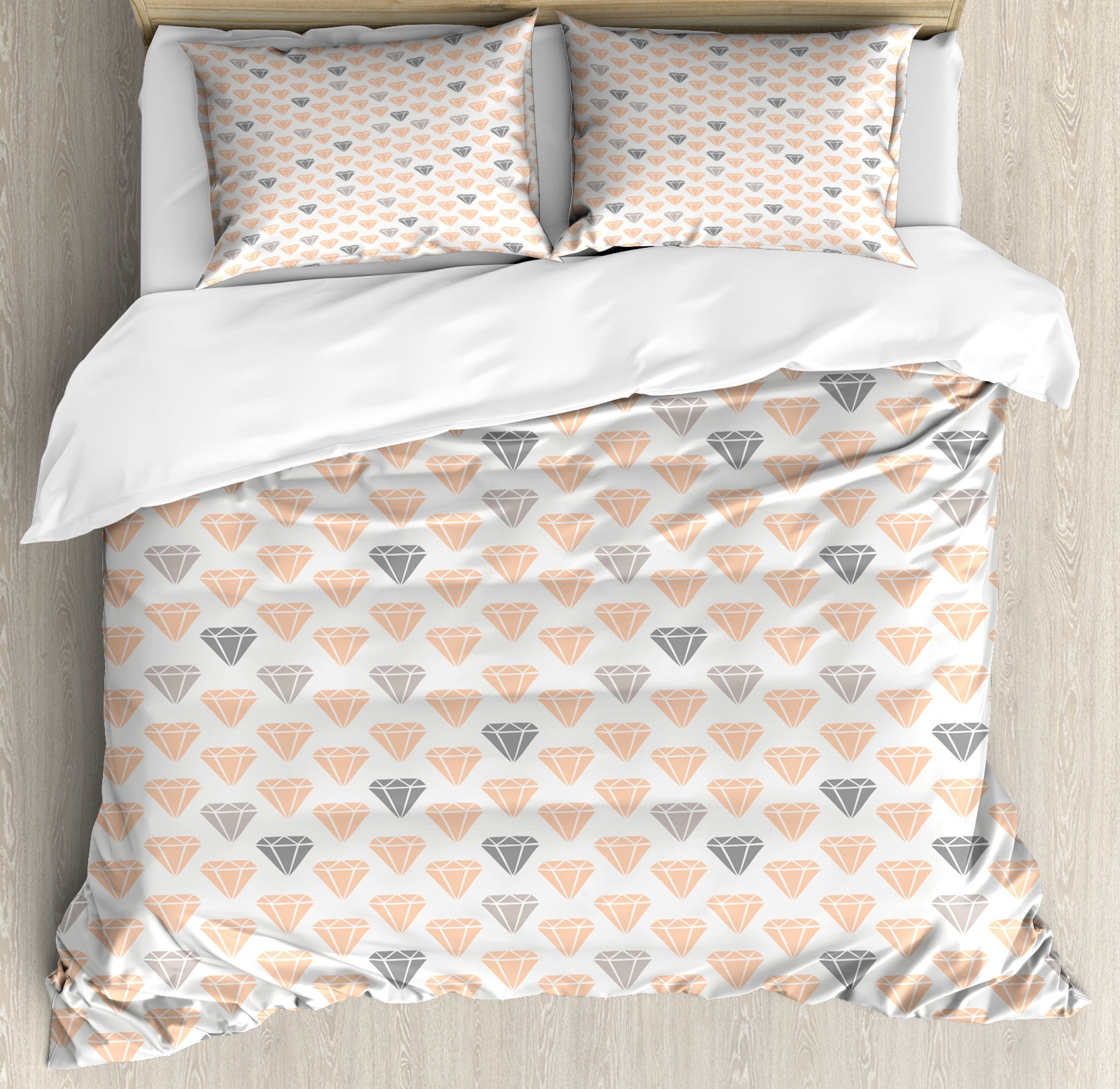Abstract Duvet Cover Set, Continuous Simple Pastel Crystal Diamond ...