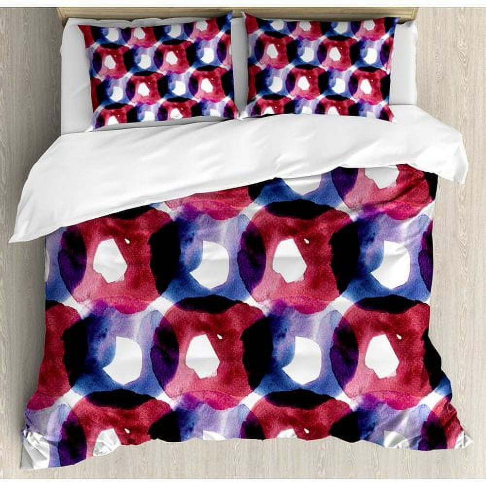 Abstract Duvet Cover Set, Disc Shaped Circular Inner Ovals in Colorful ...