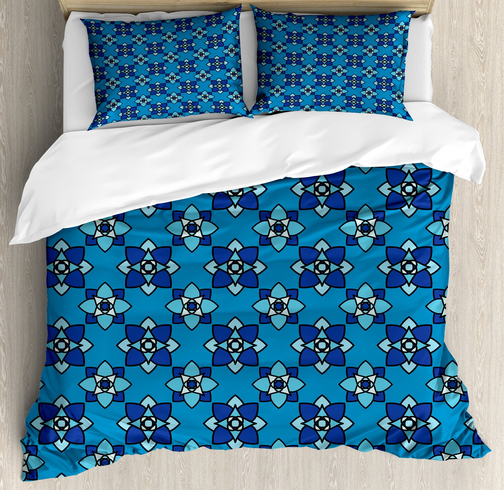 Abstract Duvet Cover Set, Floral Repeating Motifs Ethnic Tile Inspired ...