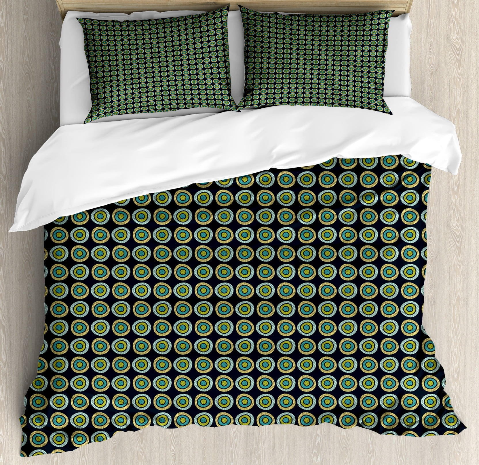 Abstract Duvet Cover Set, Geometric Funny Circles Inner Round Ring ...