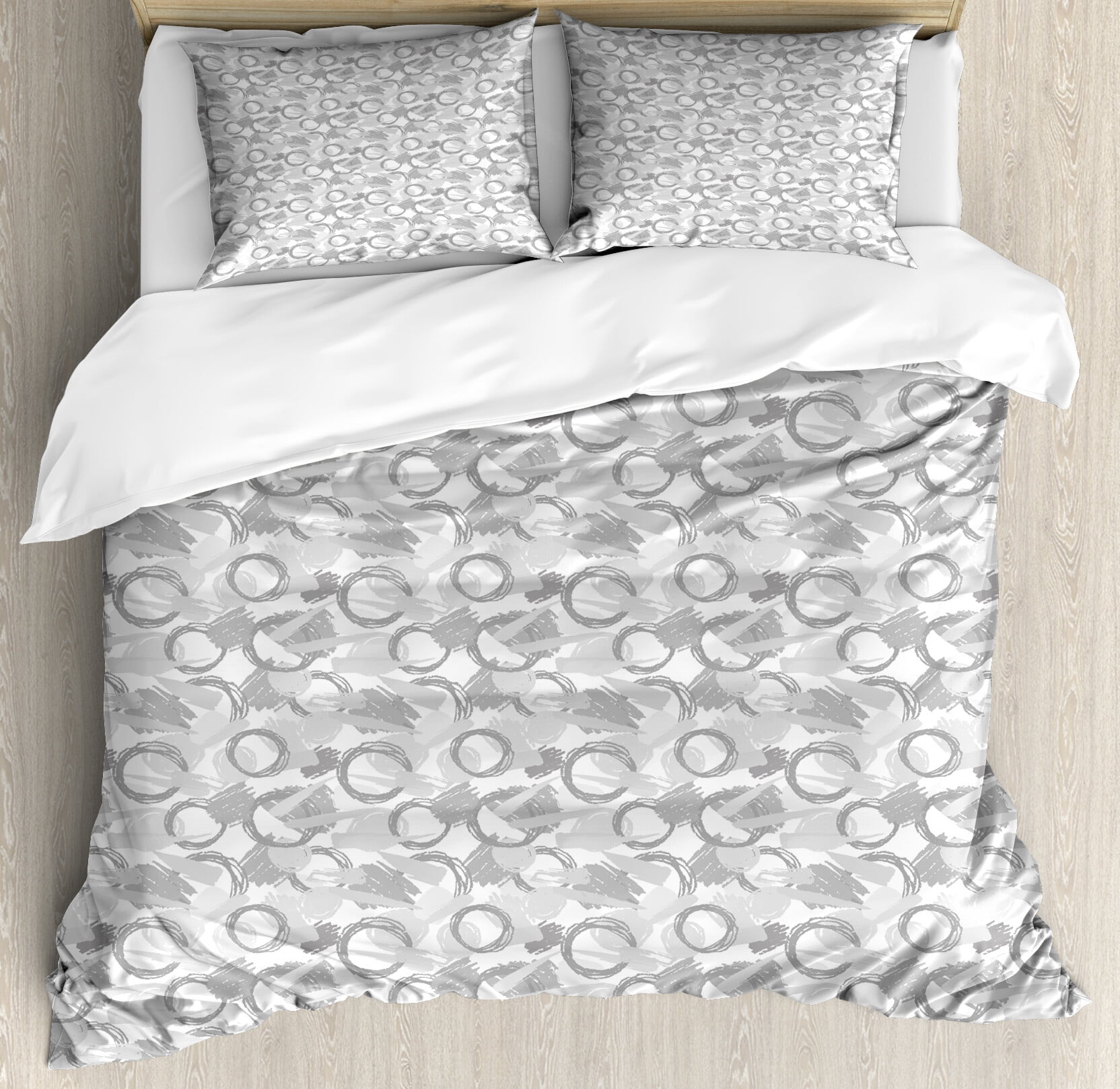 Abstract Duvet Cover Set, Geometric Sketchy Brush Strokes Circle Rings ...