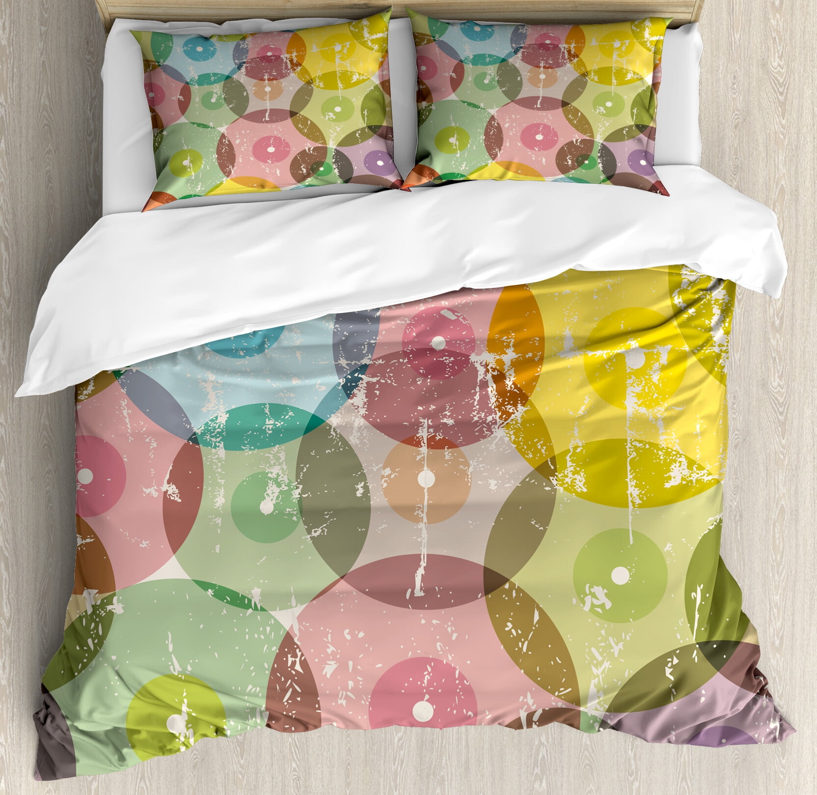 Abstract Duvet Cover Set, Geometrical Image Rounds with Vintage Retro ...