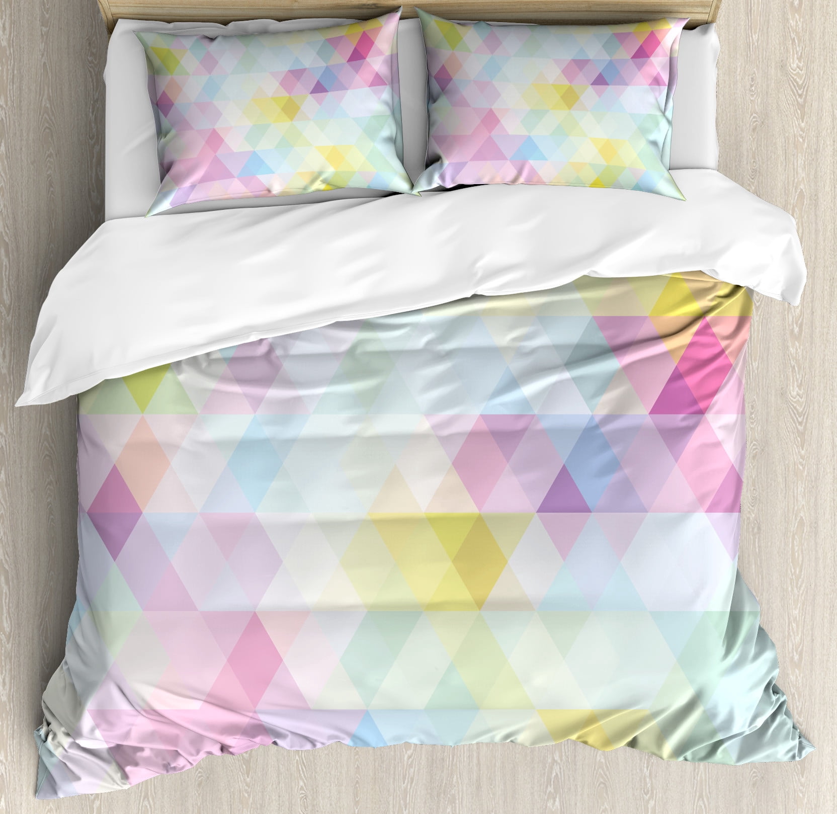 Abstract Duvet Cover Set, Geometrical Vibrant Rainbow Themed Pastel ...