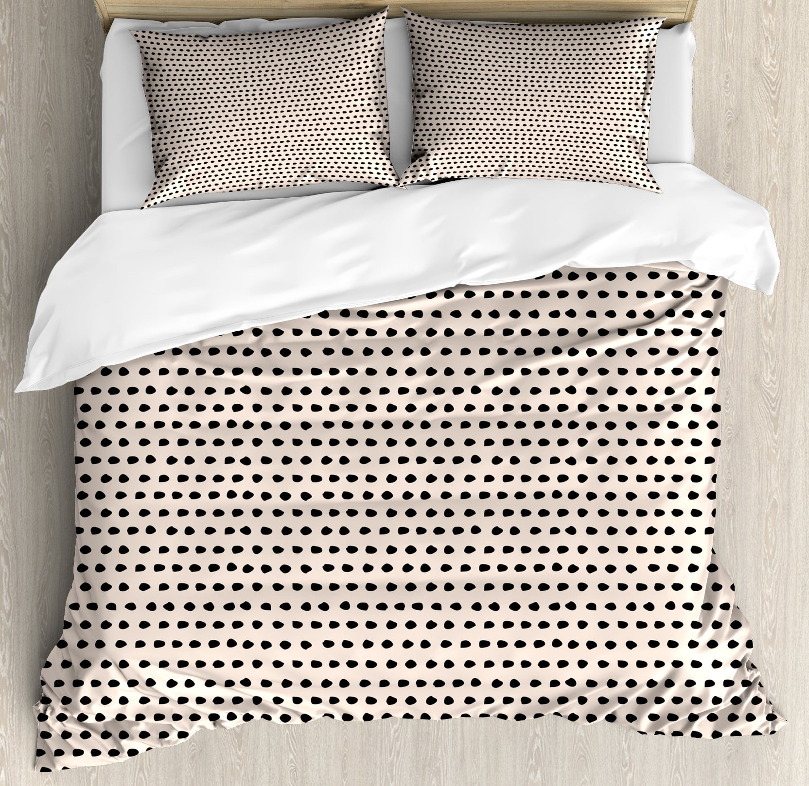 Abstract Duvet Cover Set, Hand Drawn Style Dark Colored Spots on a ...