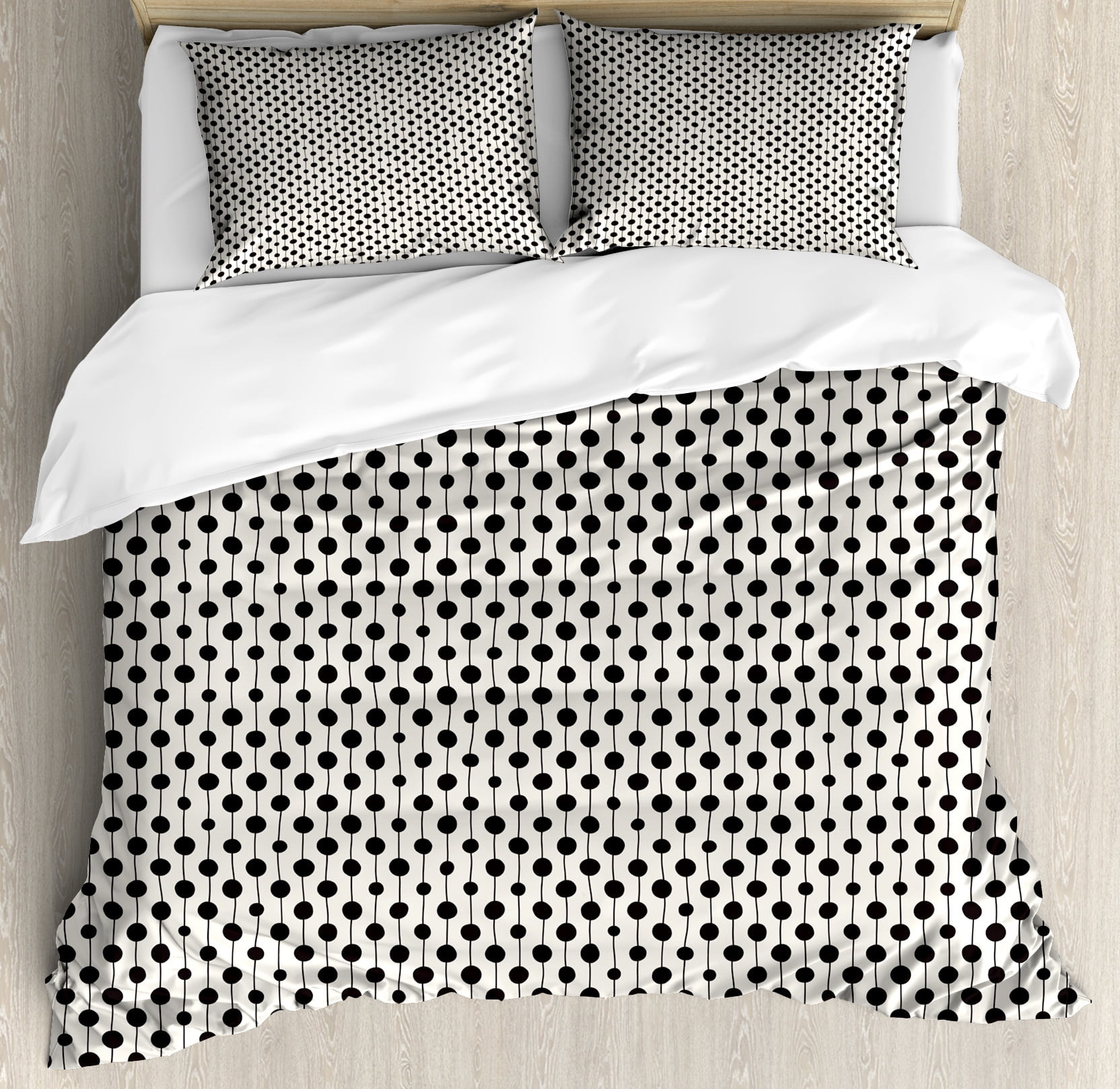 Abstract Duvet Cover Set, Hand Drawn Vertical Stripes and Circle Shaped ...