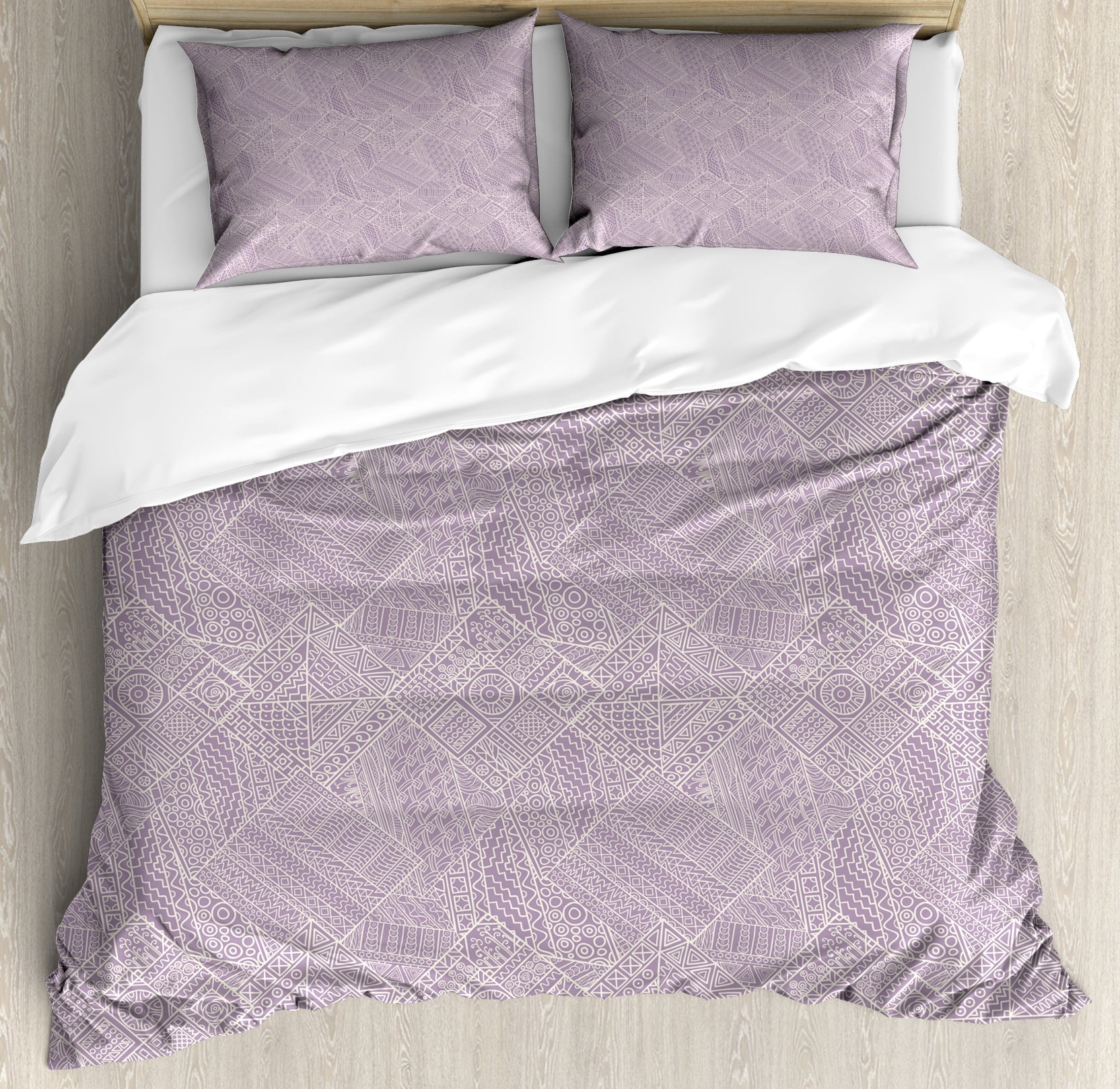 Abstract Duvet Cover Set, Hand Drawn Zigzags Circles Geometric and ...