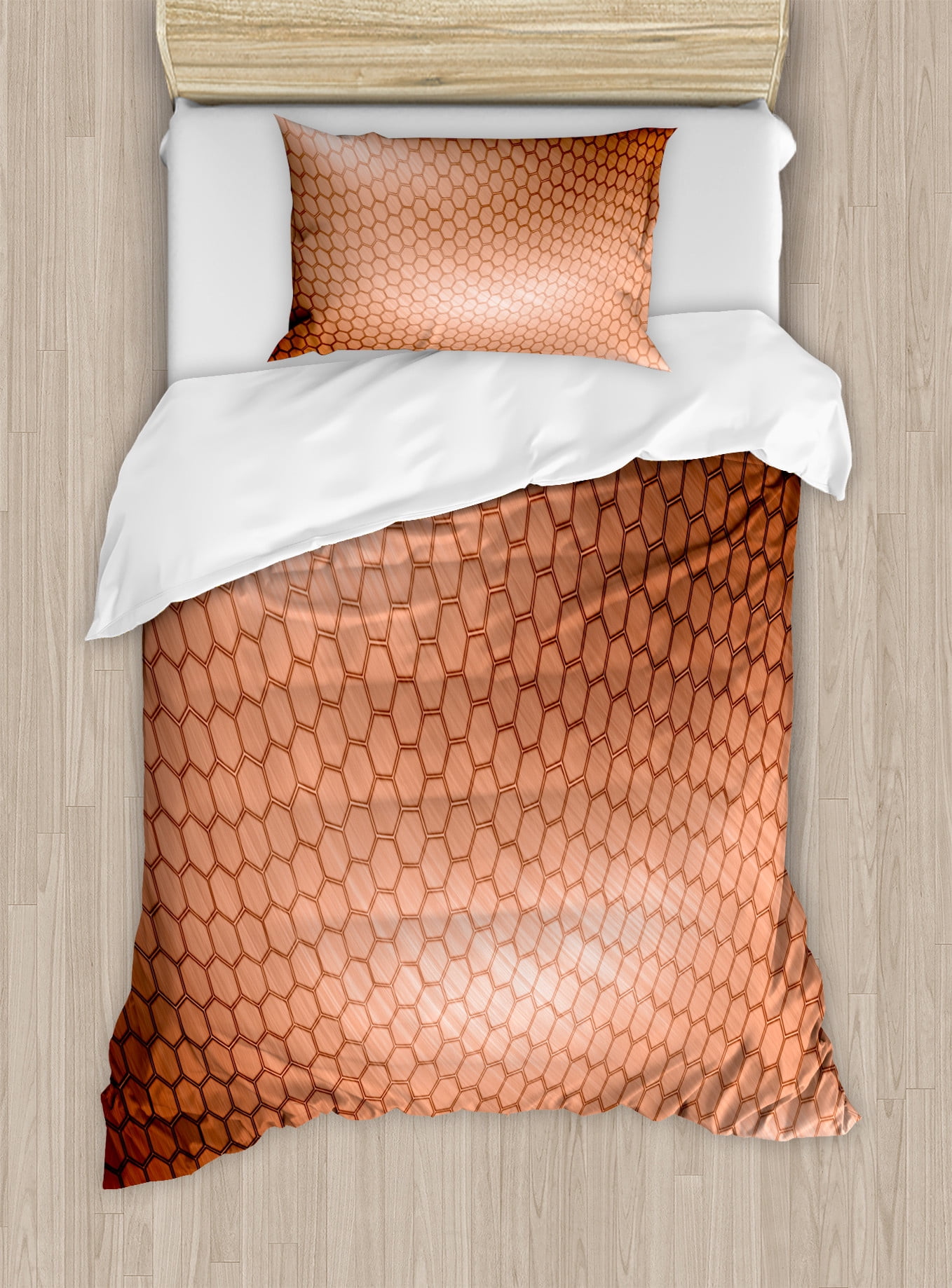 Abstract Duvet Cover Set, Hexagonal Comb Mesh Pattern with Abstract ...