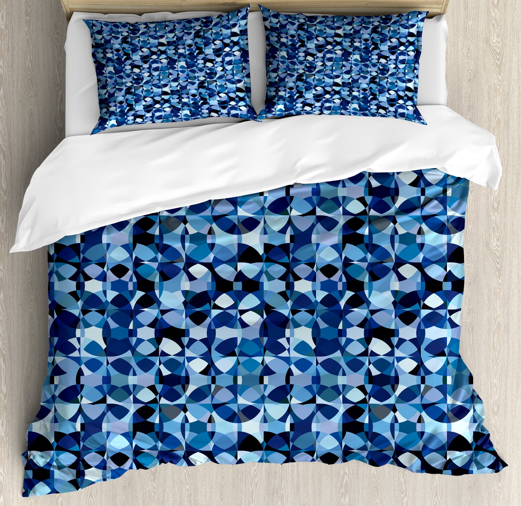 Abstract Duvet Cover Set, Intertwined Circular Elements in Monochrome ...
