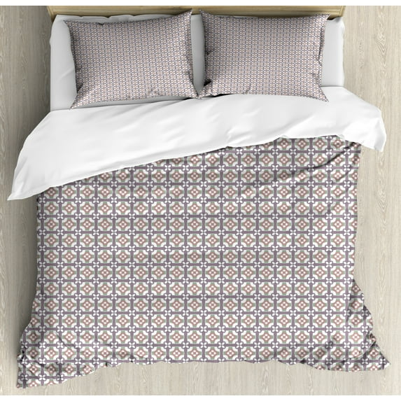 Abstract Duvet Cover Set King Size, Ornamental Design of Overlapping ...