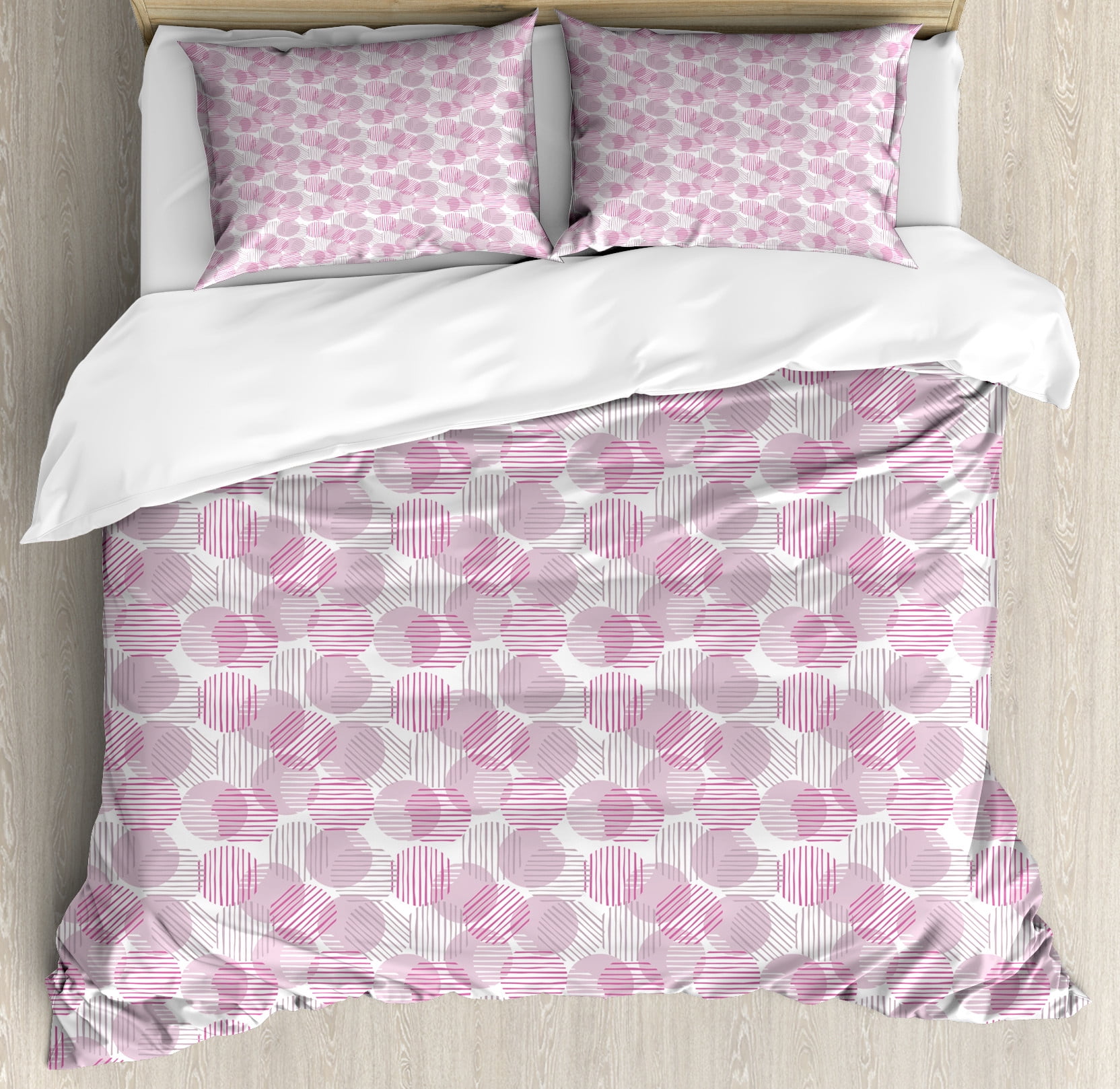 Abstract Duvet Cover Set, Memphis Art Style Colour Circles Retro Modern ...