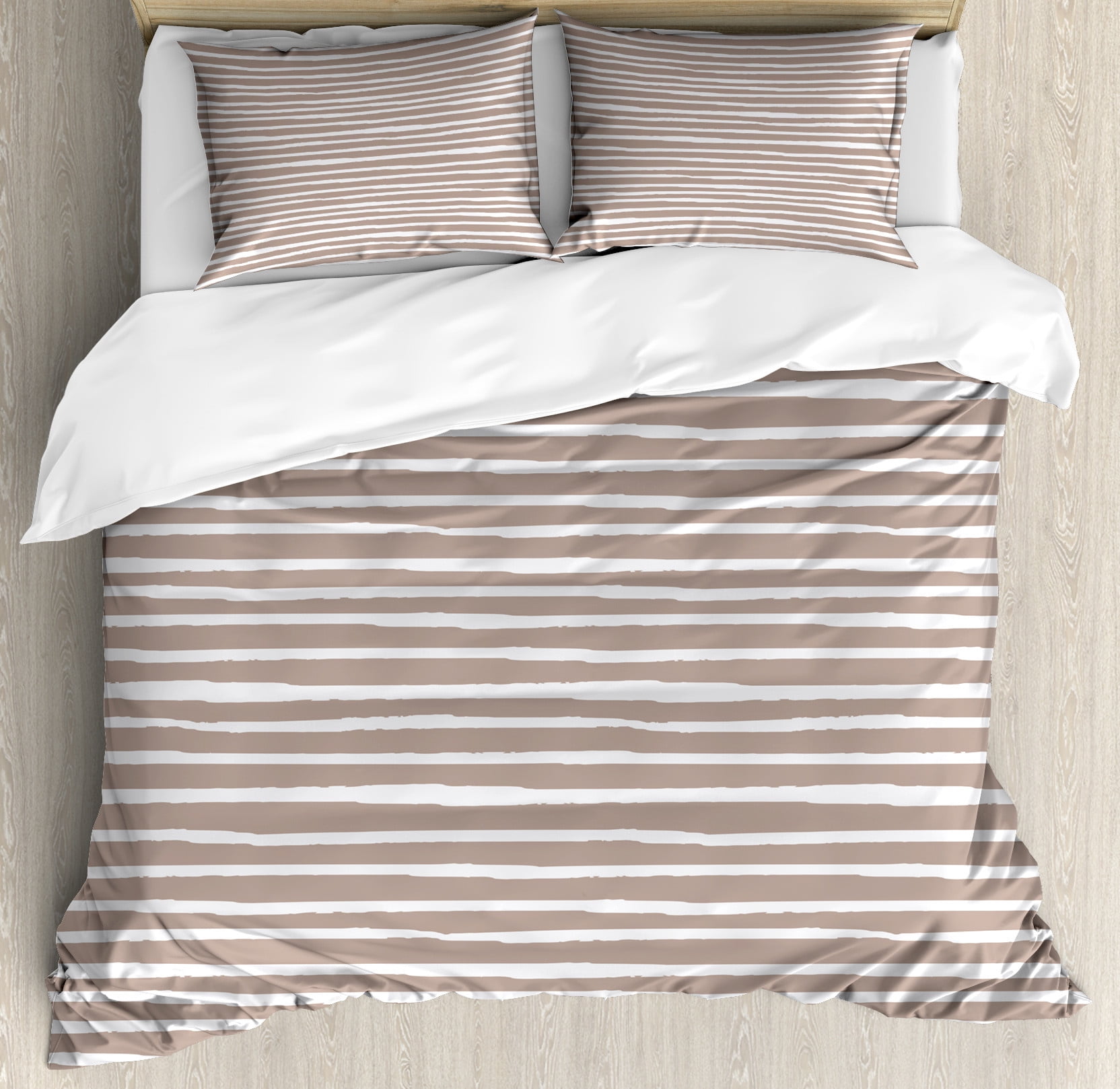 Abstract Duvet Cover Set, Minimalist Horizontal Brushstroke Stripes ...