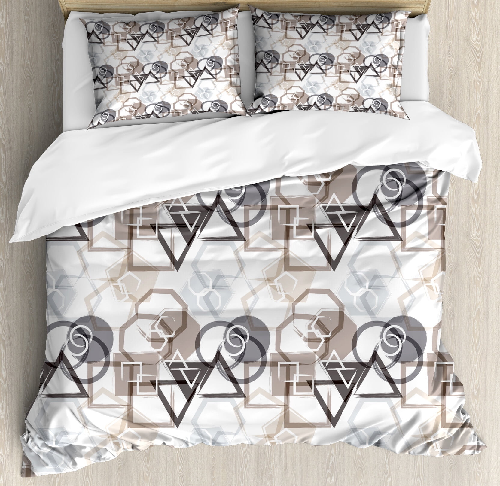 Abstract Duvet Cover Set, Modern Pattern with Triangles Squares Plygons ...