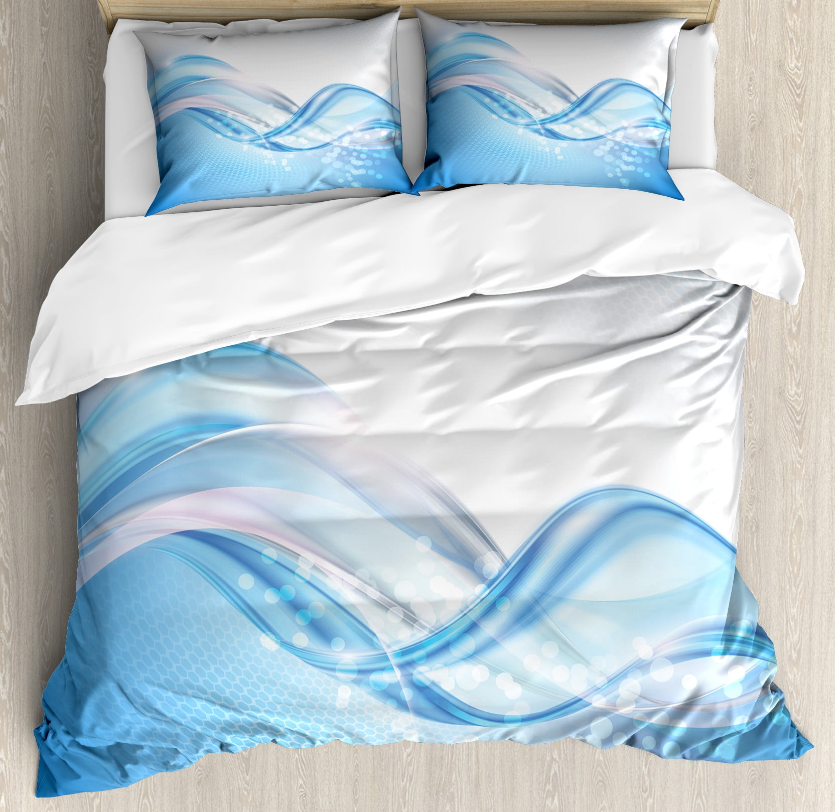 Abstract Duvet Cover Set, Modern Wavy Ocean Surfer Summertime Themed ...