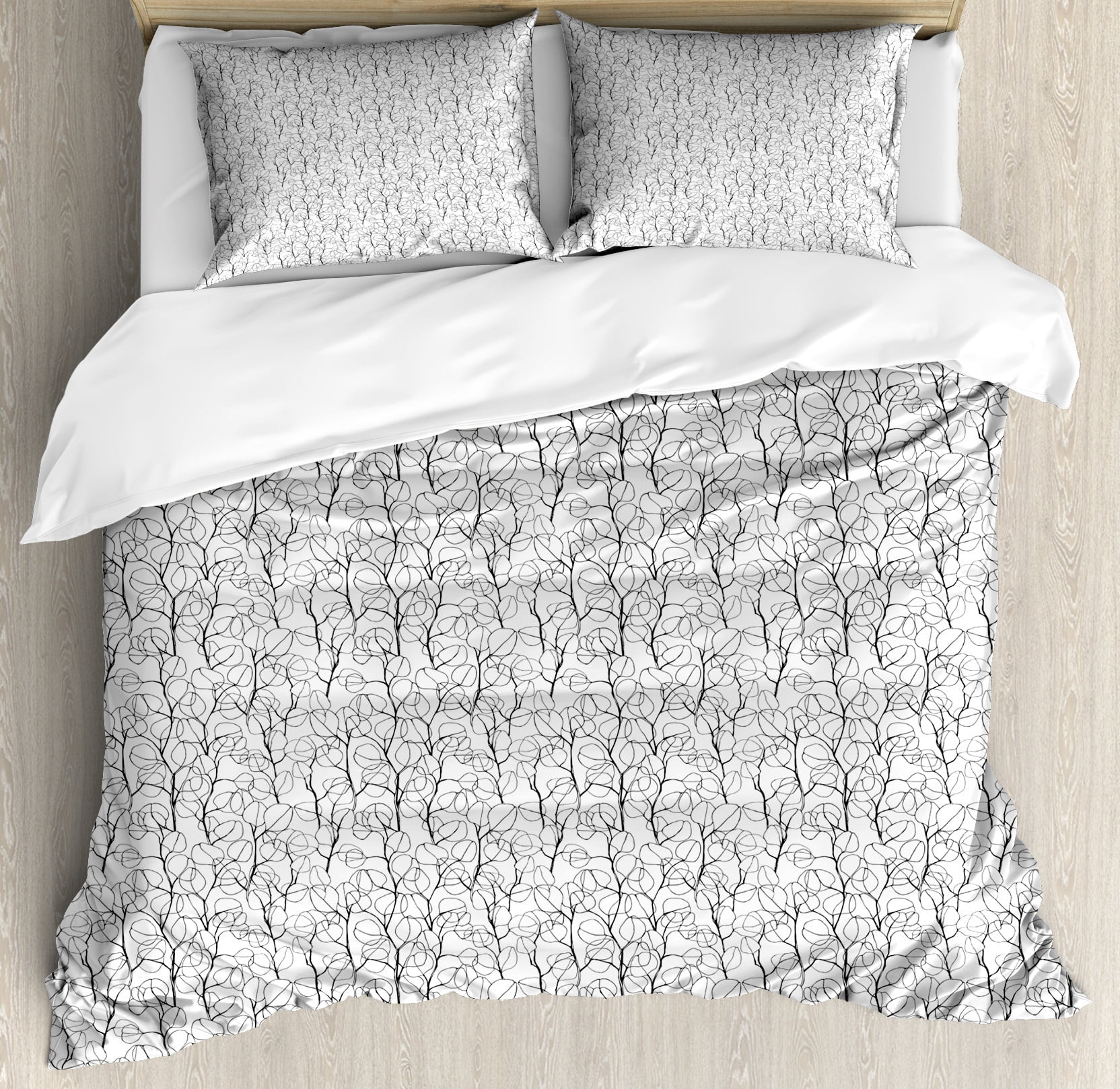 Abstract Duvet Cover Set, Monotone Composition of Hand Drawn Plantation ...