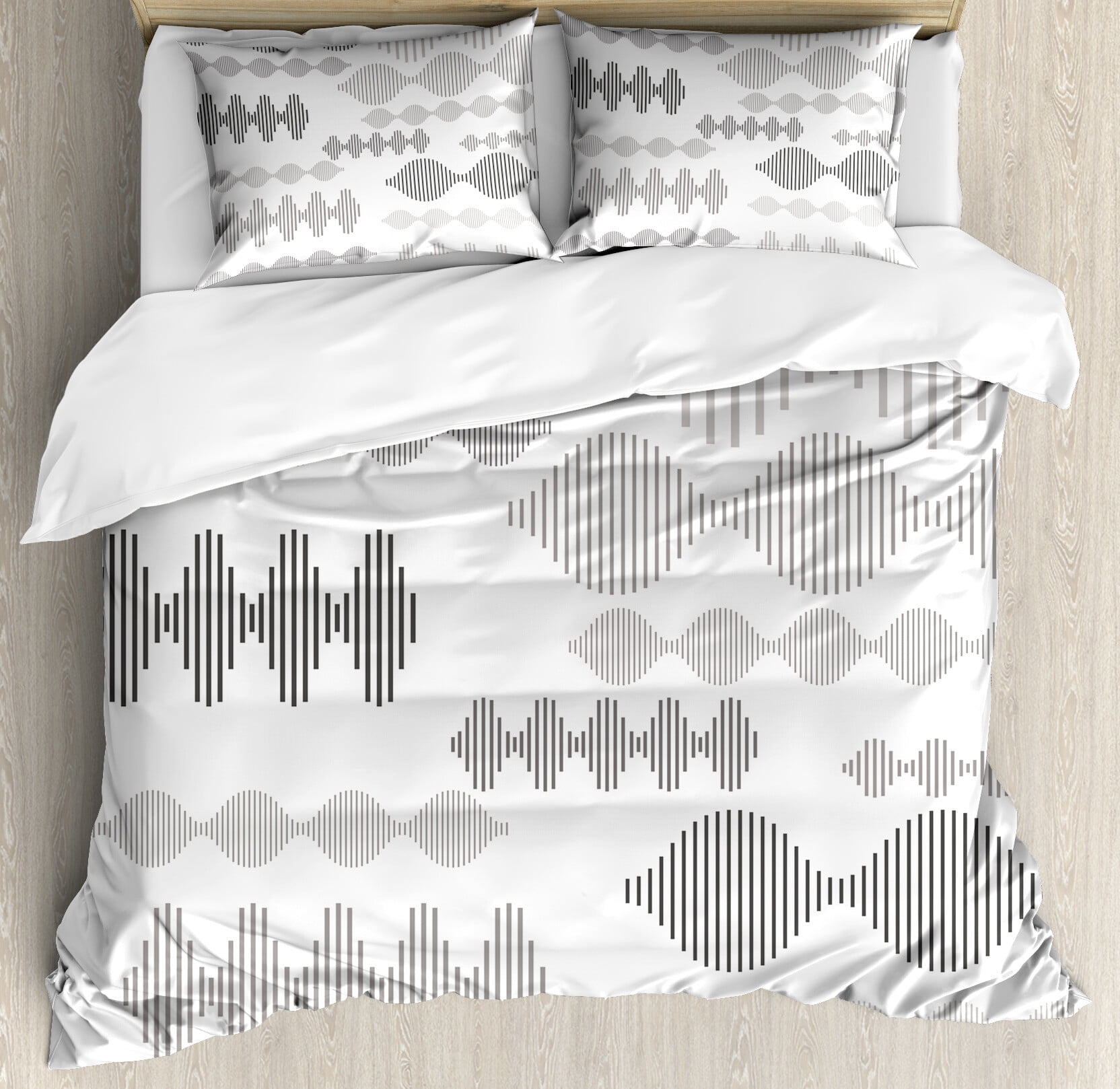 Abstract Duvet Cover Set, Pattern of Sound Wave Symbols Stripes in ...