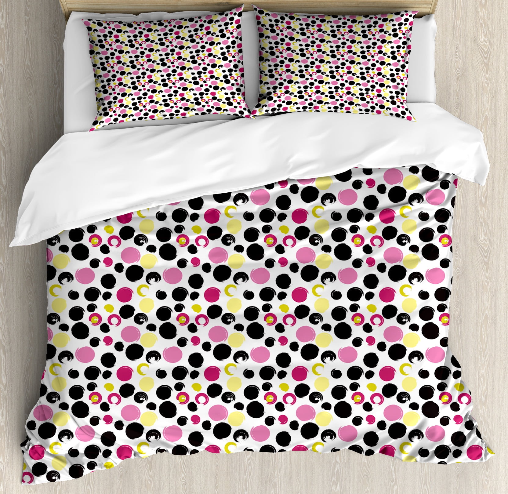 Abstract Duvet Cover Set, Pop Art Inspired Sketchy Circles Dots ...