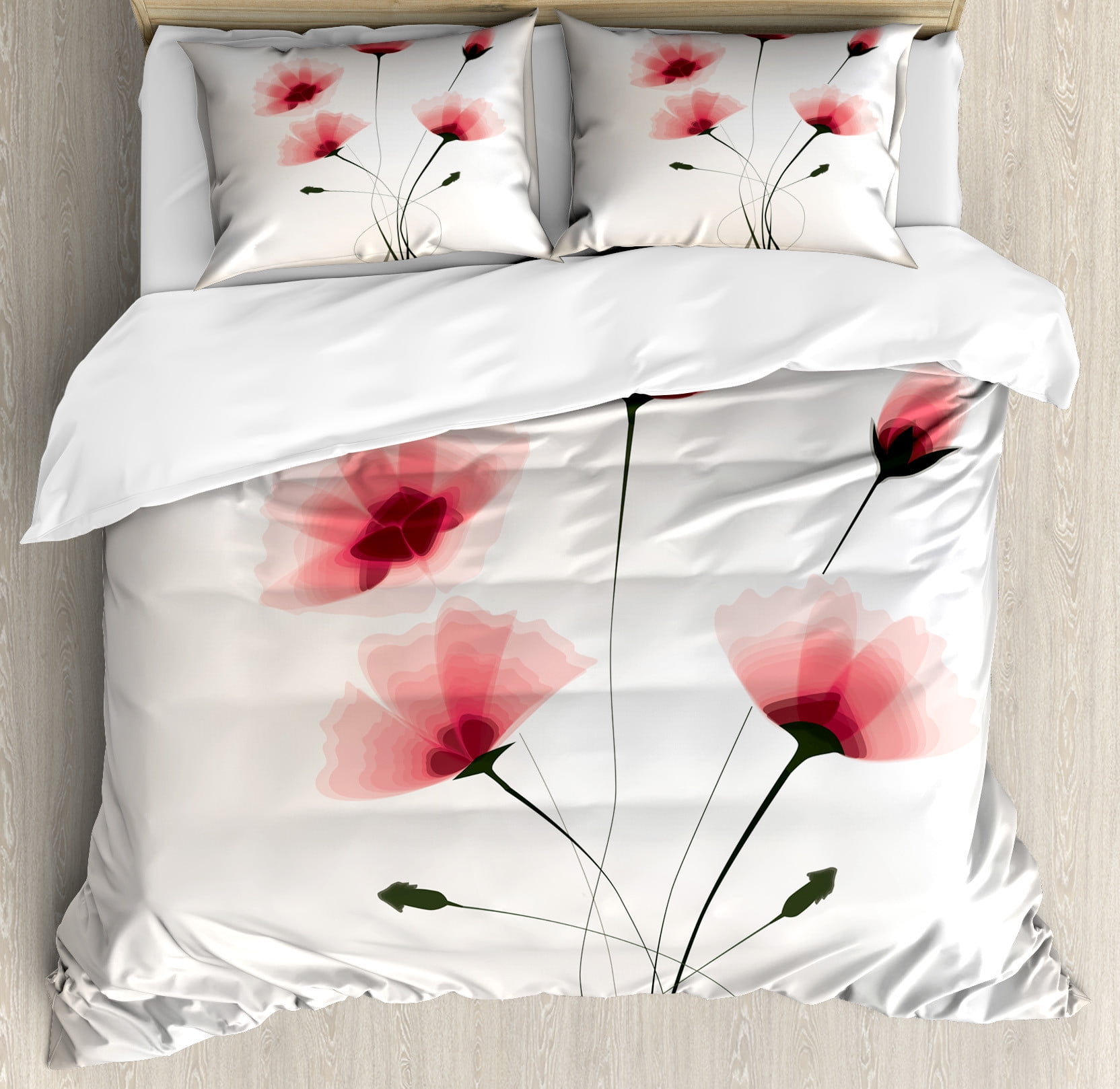 Abstract Duvet Cover Set, Pure Romantic Cool Simple Natural Flower with ...
