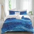 Abstract Duvet Cover Set Queen Size, Blue Watercolor Wave White Point 4 ...