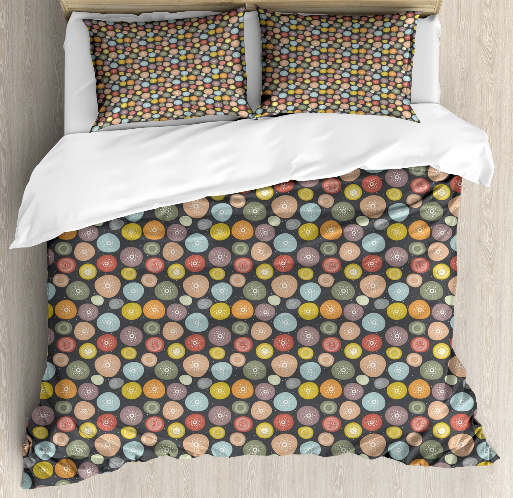 Abstract Duvet Cover Set, Random Circles with Wavy Streaks or Polka ...