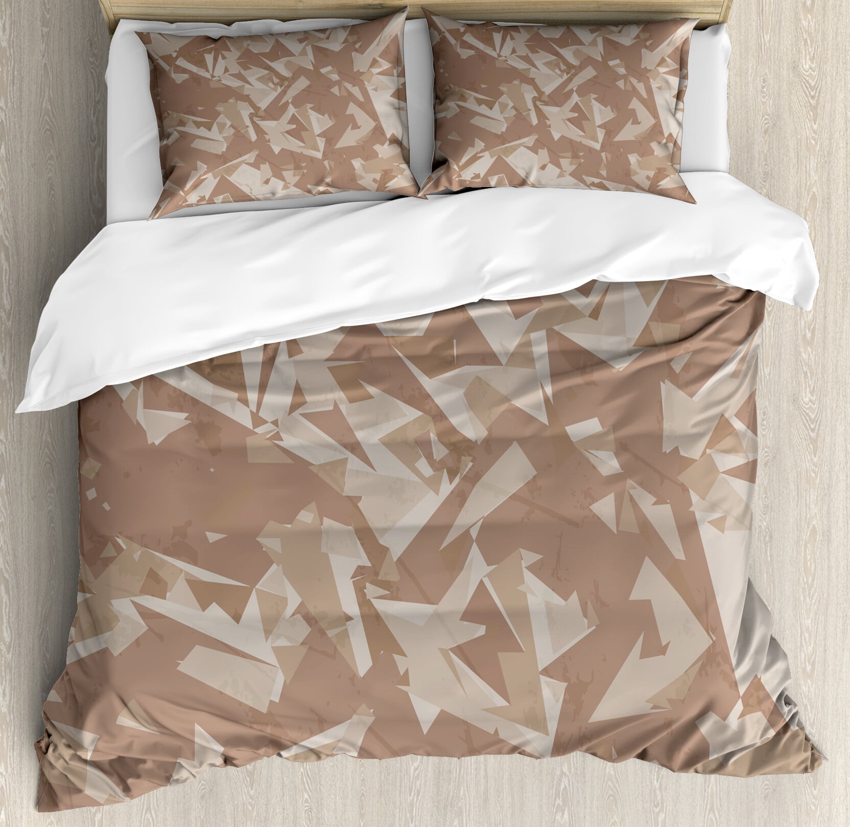 Abstract Duvet Cover Set, Repeating Desert Camouflage Style Geometric ...