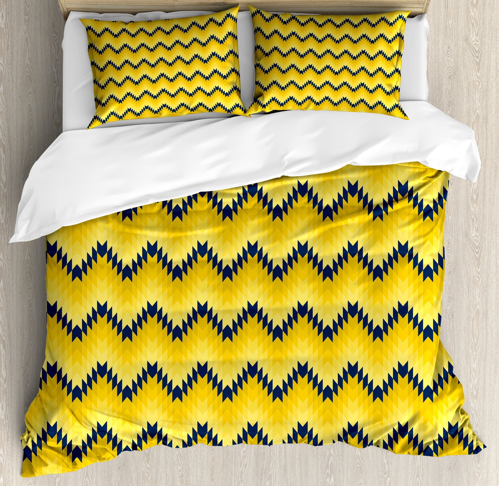 Abstract Duvet Cover Set, Rhythmic Altered Chevron Modern Herringbone ...