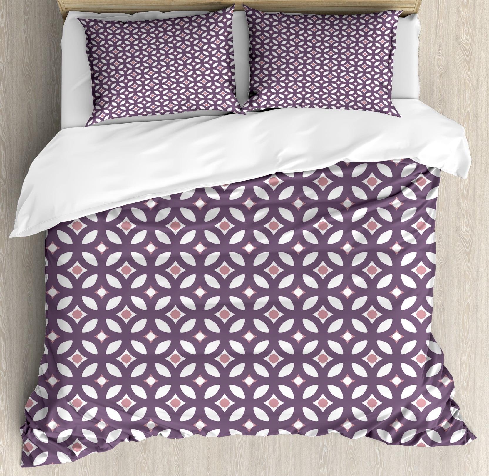 Abstract Duvet Cover Set, Rhythmic Connected Motifs of Floral Style ...
