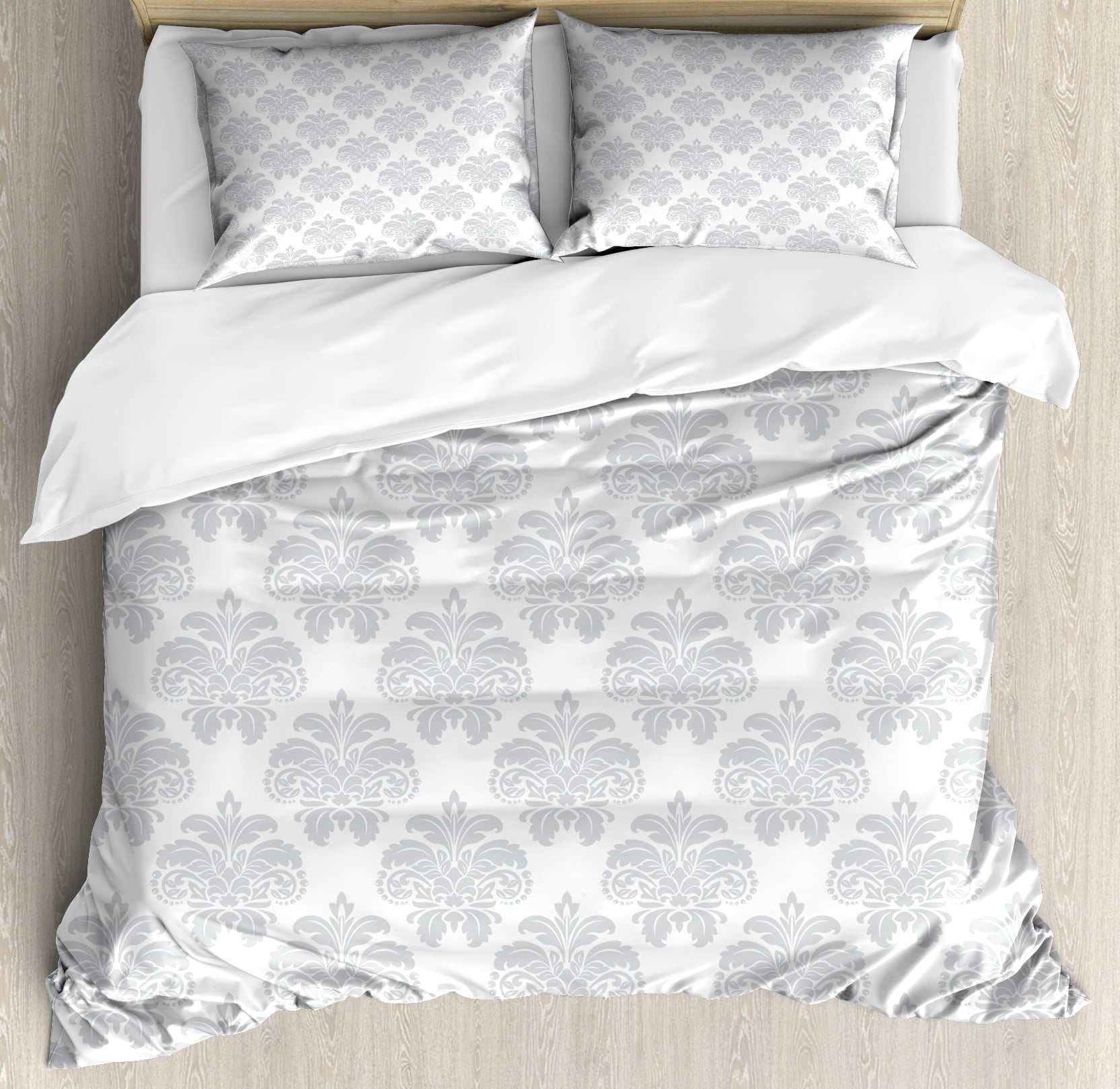 Abstract Duvet Cover Set, Rhythmic Flowers Leaves Minimalist Blossom on ...