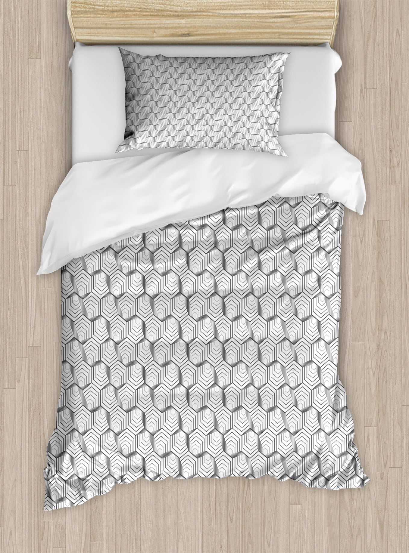 Abstract Duvet Cover Set, Rhythmic Geometric Modern Optical Illusion ...