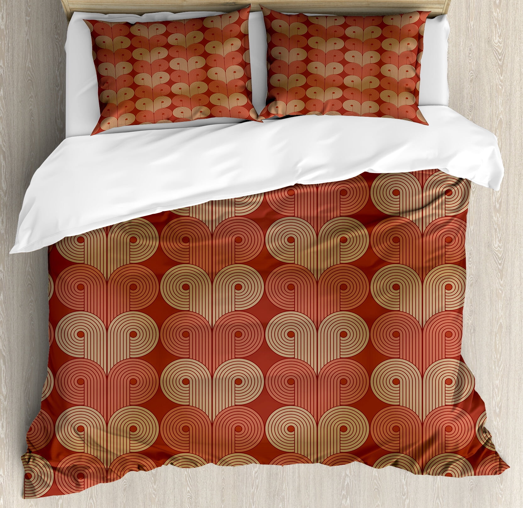 Abstract Duvet Cover Set, Rhythmic Motifs Illustration of Retro ...