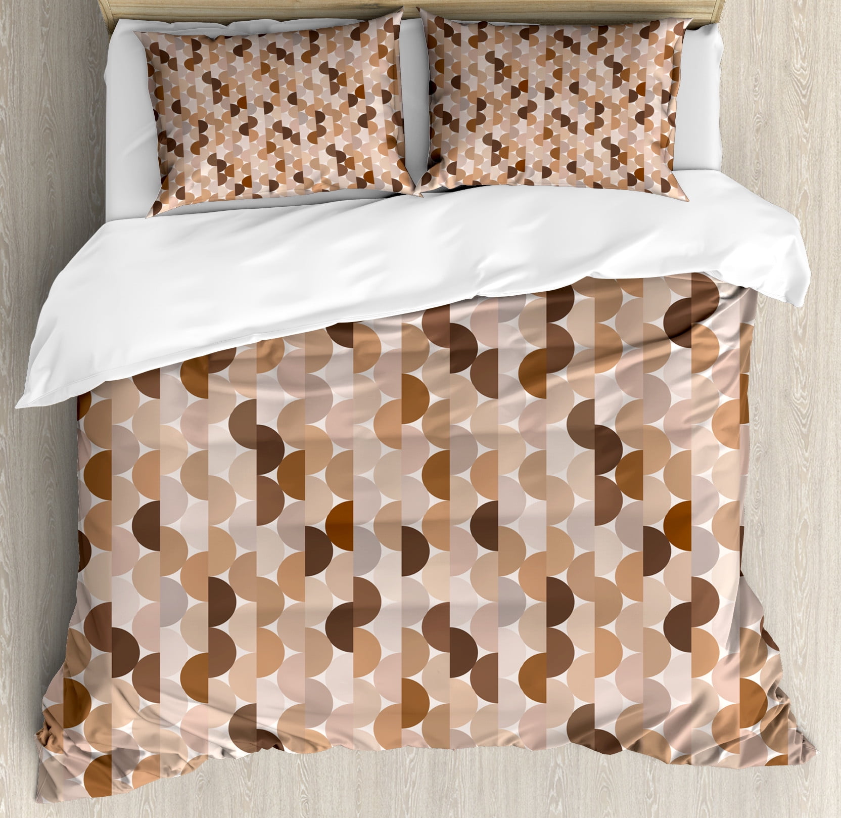 Abstract Duvet Cover Set, Semicircles or Half Round in Brown Tones ...