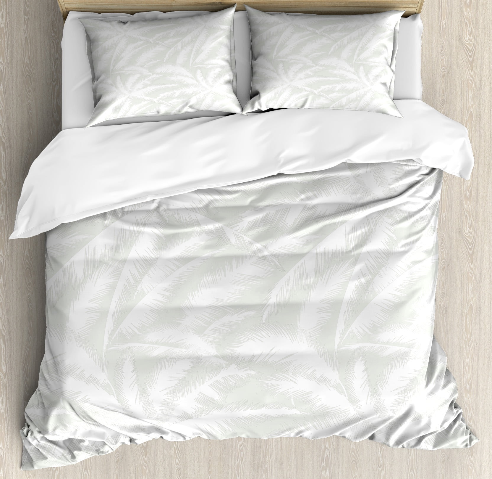Abstract Duvet Cover Set, Sketchy Palm Leaves Jungle Foliage Tropical ...