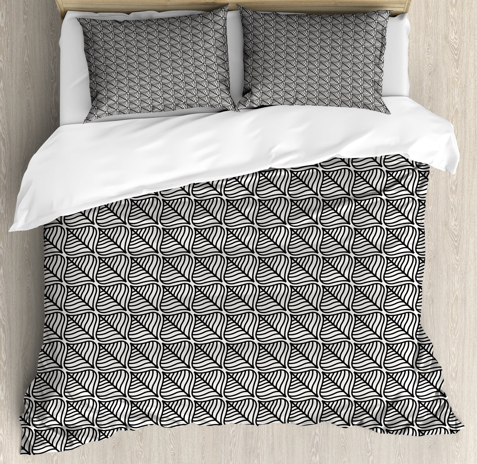 Abstract Duvet Cover Set, Slanted Art Deco Inspired Pattern of Striped ...