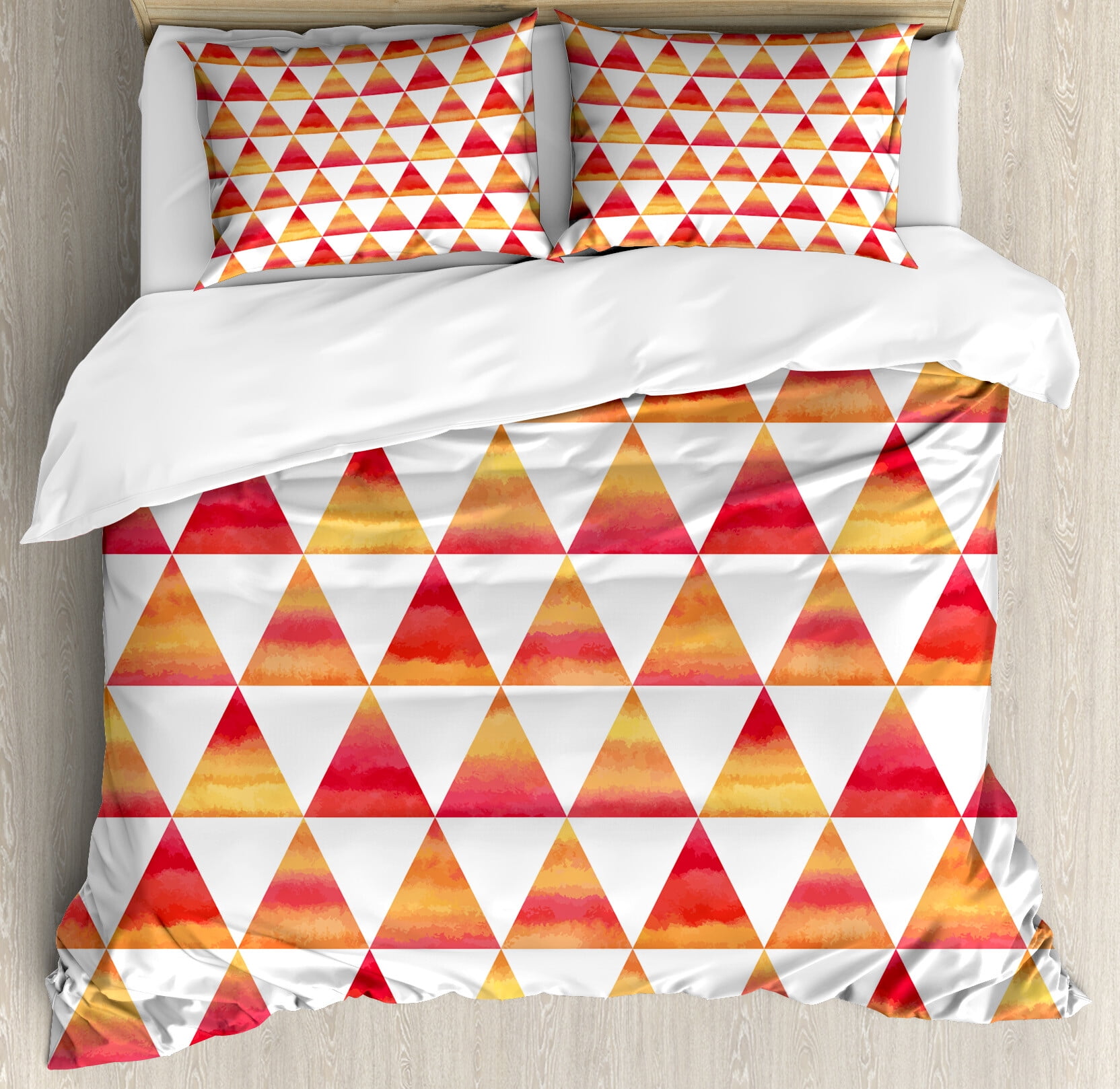 Abstract Duvet Cover Set, Triangle Geometric Forms in Watercolors Style ...