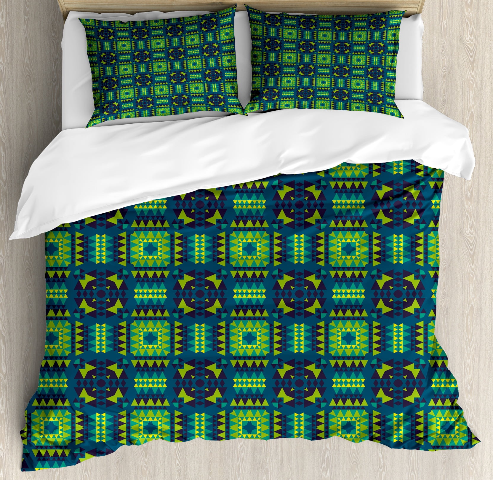 Abstract Duvet Cover Set, Tribal Geometric Pattern with Triangle ...