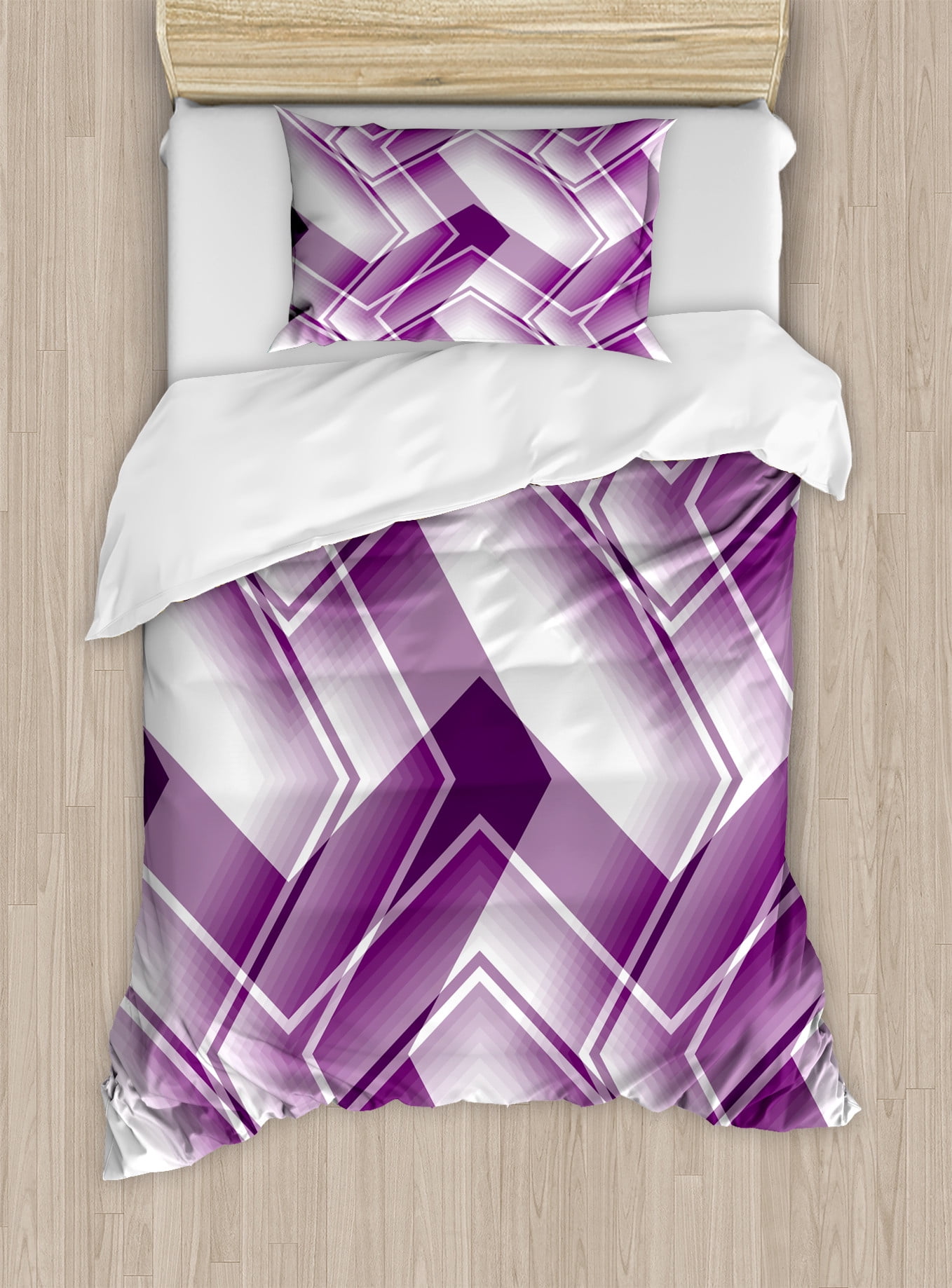 Abstract Duvet Cover Set, Trippy Digital Shapes Curved Lines Pattern ...
