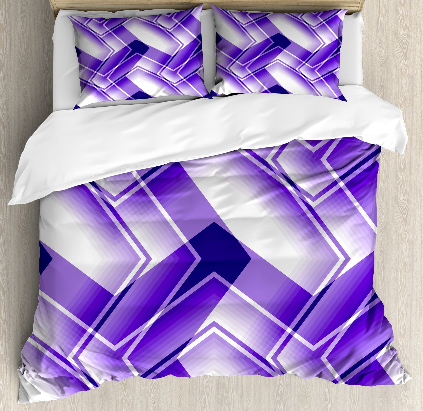 Abstract Duvet Cover Set, Trippy Digital Shapes Curved Lines Pattern ...