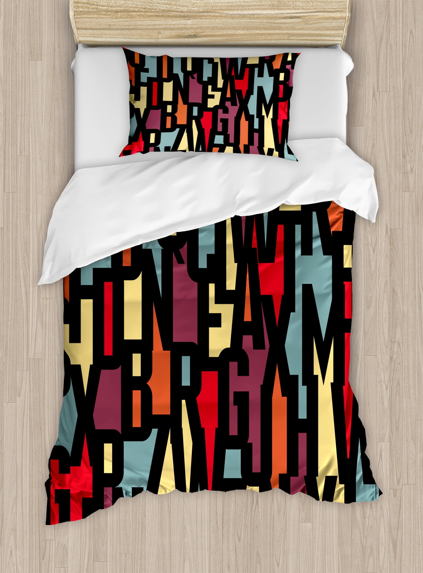 Abstract Duvet Cover Set, Trippy Style Modern Mixed Fractal Funky Forms ...