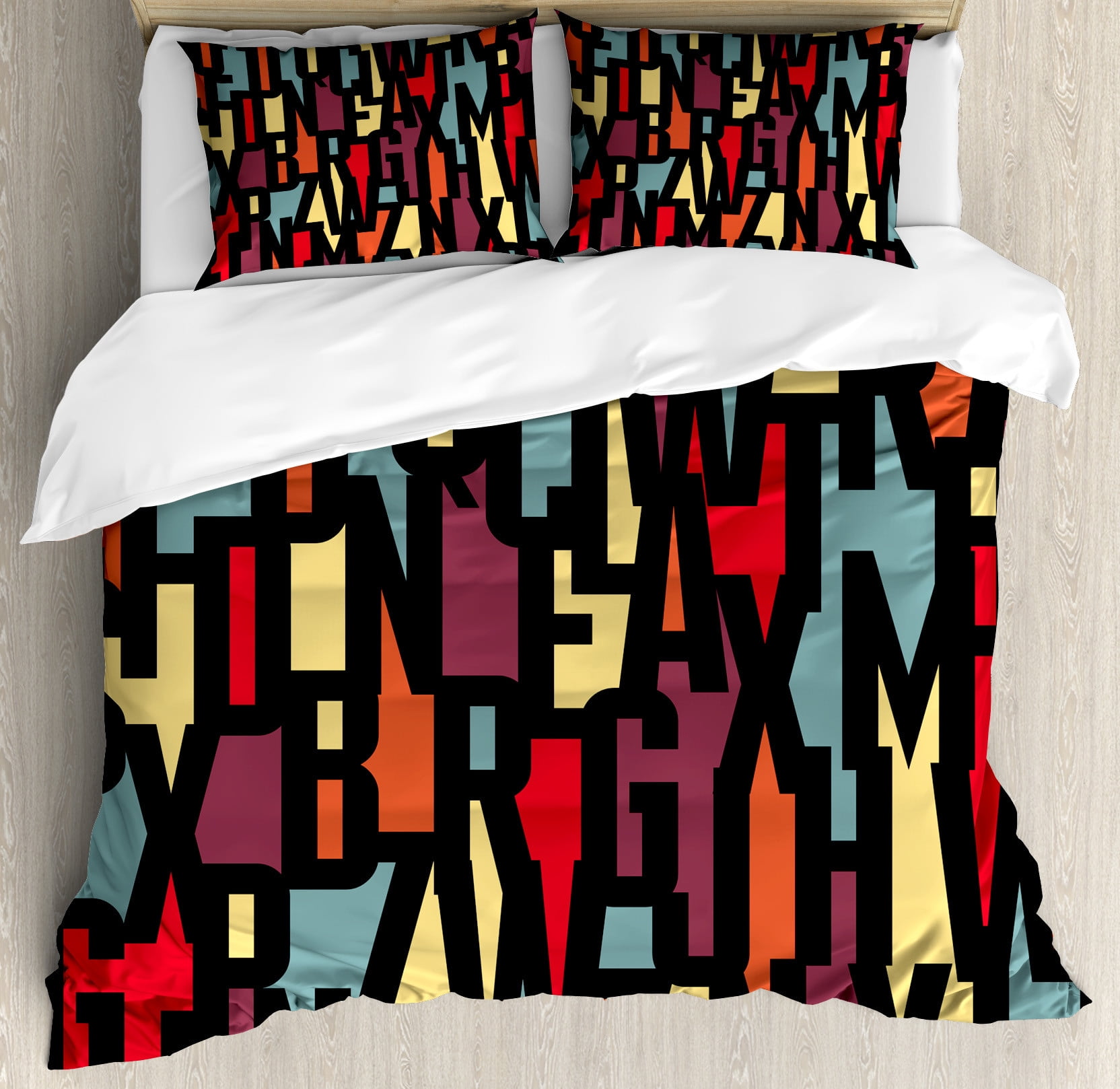 Abstract Duvet Cover Set, Trippy Style Modern Mixed Fractal Funky Forms ...