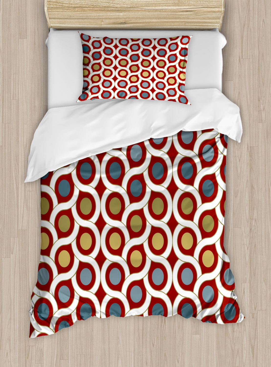 Abstract Duvet Cover Set Twin Size, Dots Circles Entangled Lines Curvy ...
