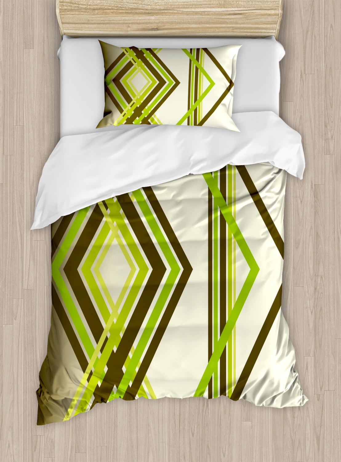 Abstract Duvet Cover Set Twin Size, Geometric Trippy Diamond Shape ...