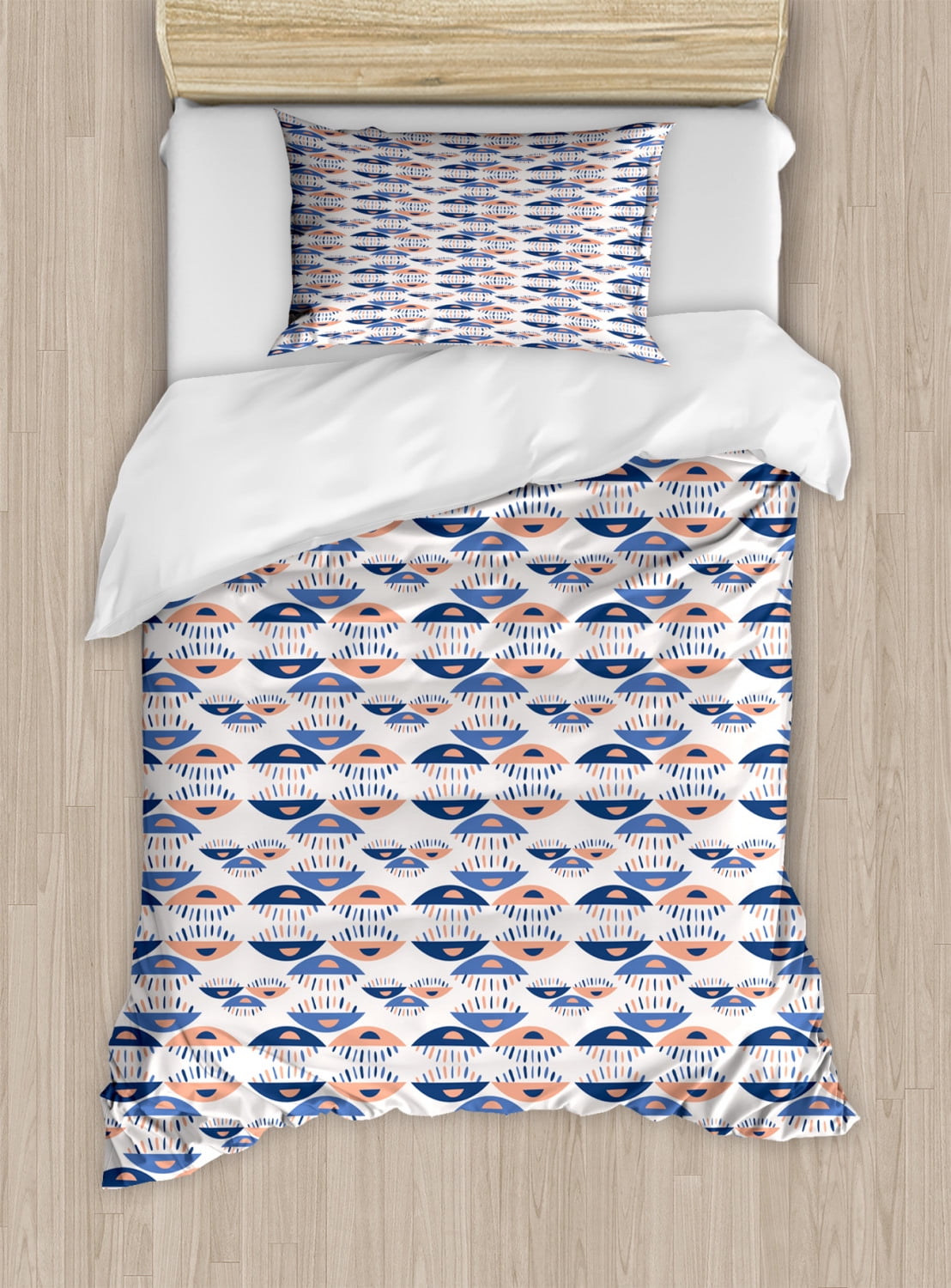 Abstract Duvet Cover Set Twin Size, Retro Art Style Illustration Formed ...