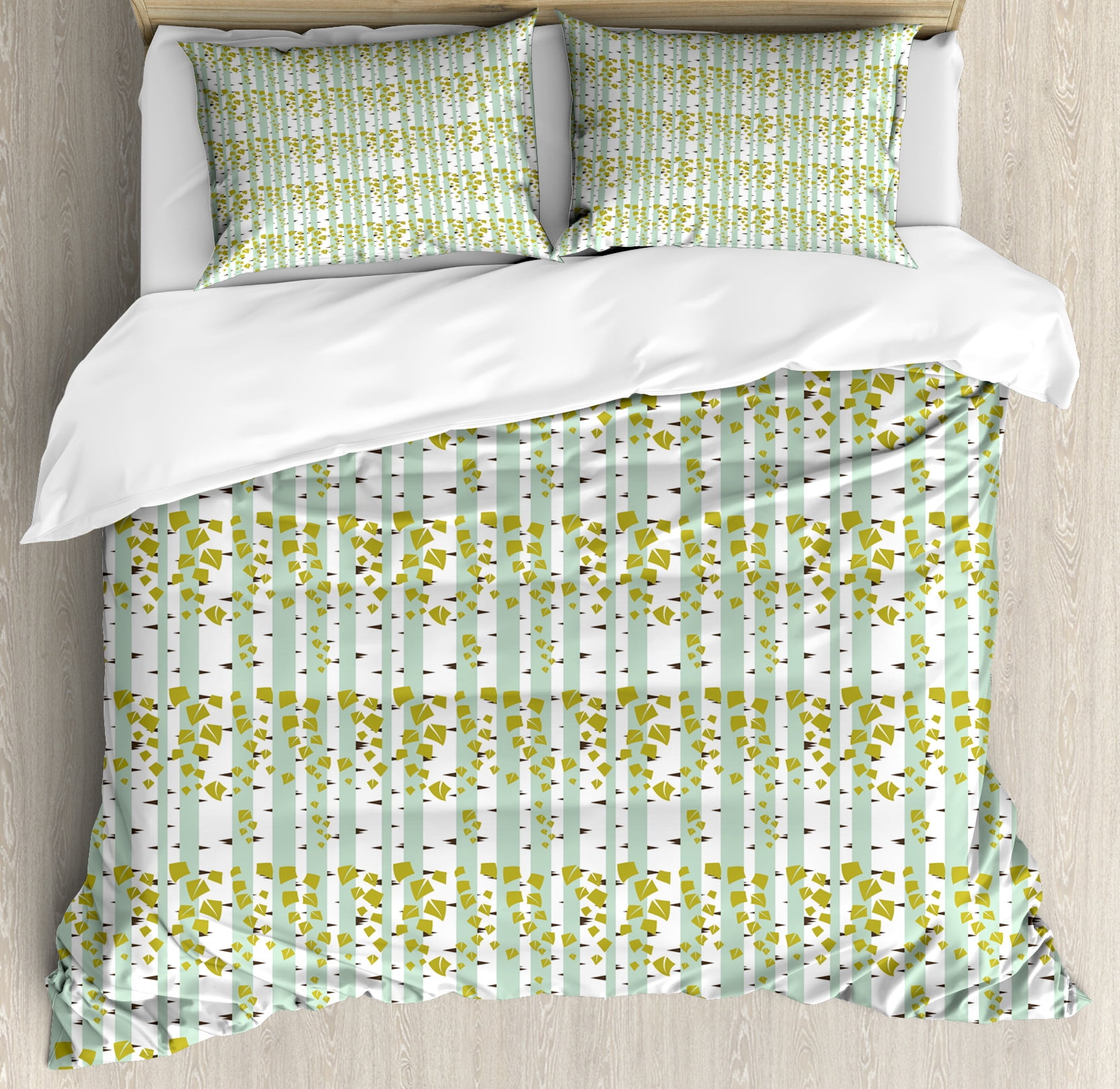 Abstract Duvet Cover Set, Vertical Geometric Stripes in Forest Birch ...