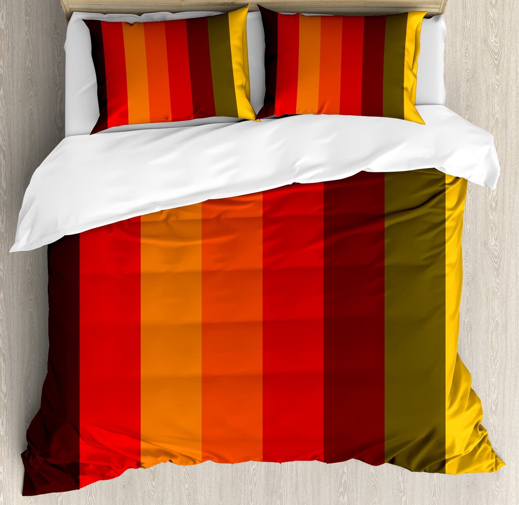 Abstract Duvet Cover Set, Vertical Striped Color Bands Vibrant Tones ...