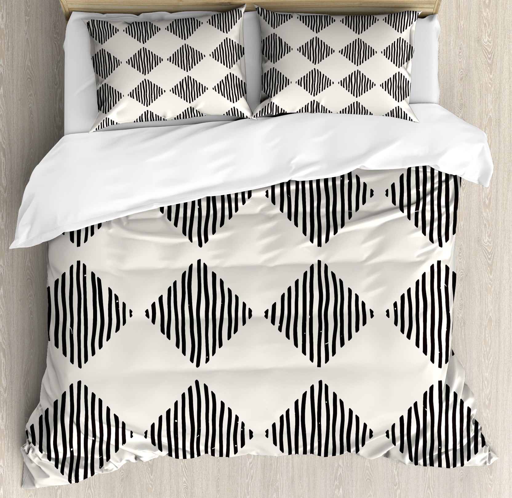 Abstract Duvet Cover Set, Vertical Stripes Layout in Squares Freehand ...