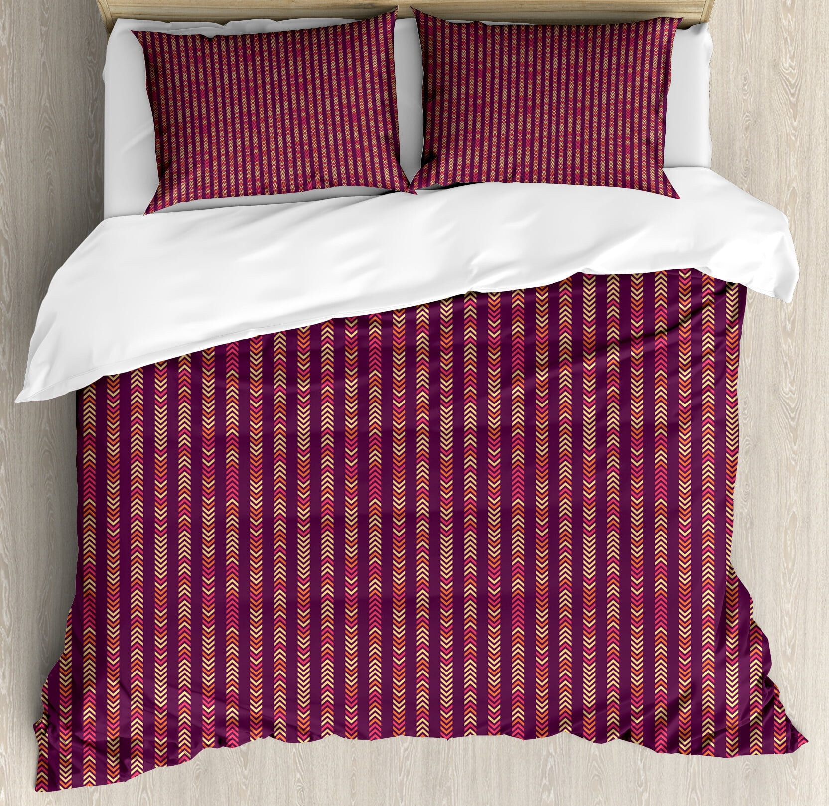Abstract Duvet Cover Set, Vintage Repeating Motif with Vertical Order ...