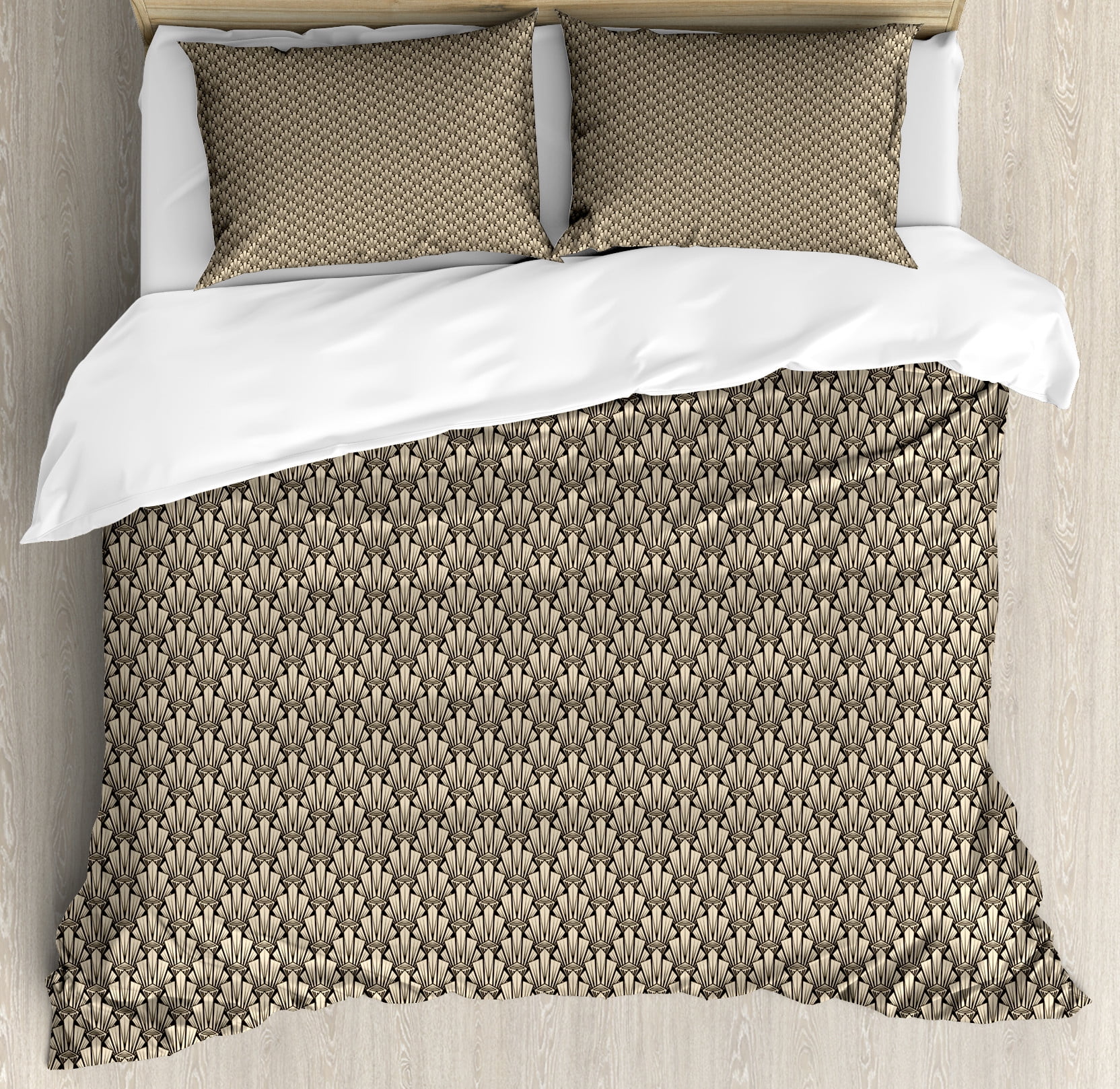 Abstract Duvet Cover Set, Vintage Symmetric Pattern of Pointy Sharp Art ...