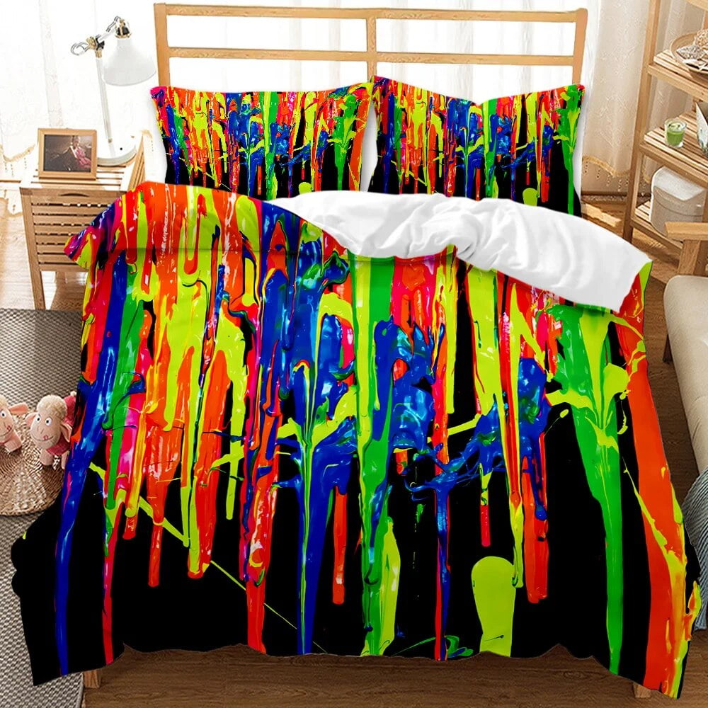 Abstract Duvet Cover Set Watercolour Painting Colourful Comforter Cover ...